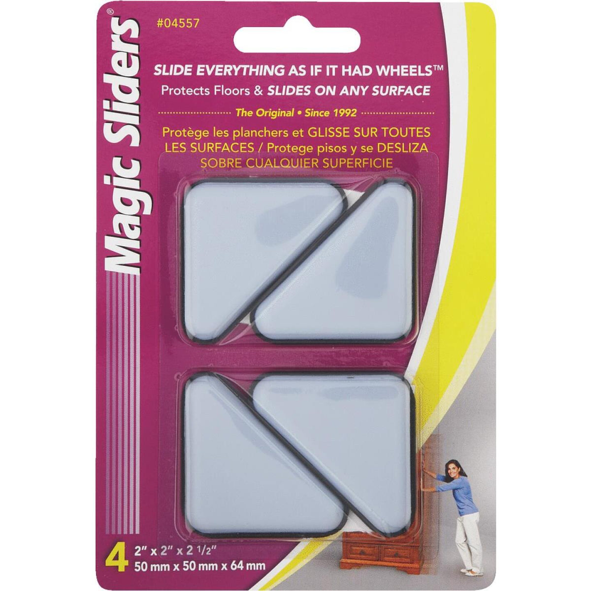 Magic Sliders 2 In. x 2-1/2 In. Triangle Self Adhesive Furniture Glide ...
